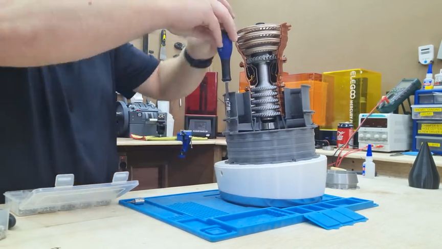 涡扇发动机3d打印模型组装过程