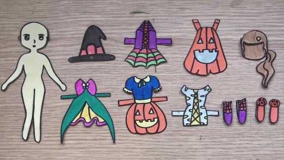 创意手工,教你制作纸娃娃人物和南瓜装,超详细的简单教程