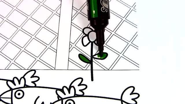 简笔画:给母鸡喂食的小猪