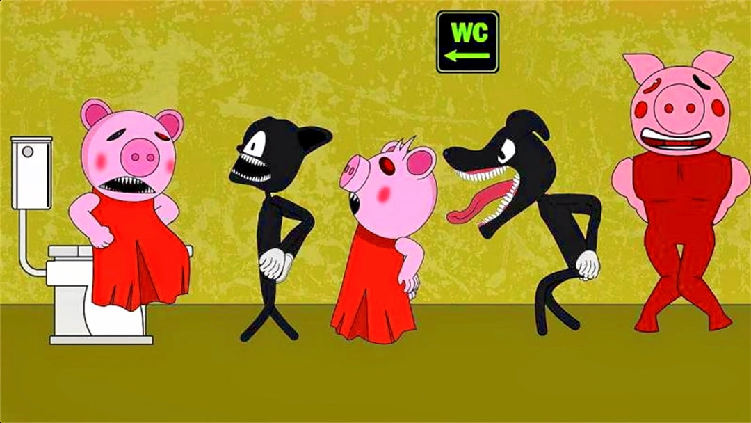 怪物学校动画:倔强小猪们排队上厕所
