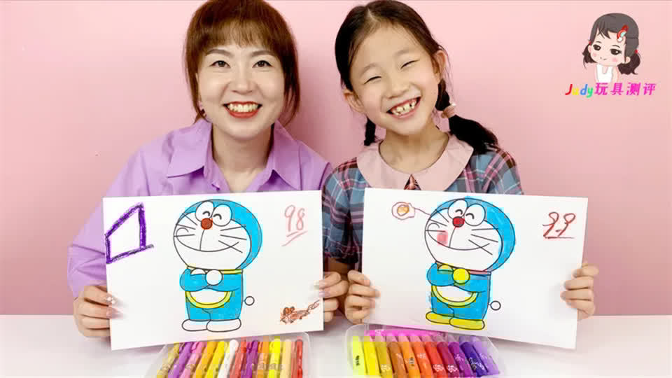 儿童启蒙宝宝为机器猫哆啦A梦涂色幼儿画画颜色启蒙亲子早教