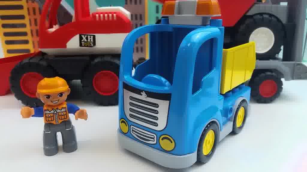 乐高积木大卡车车厢装上,大颗粒积木玩具车