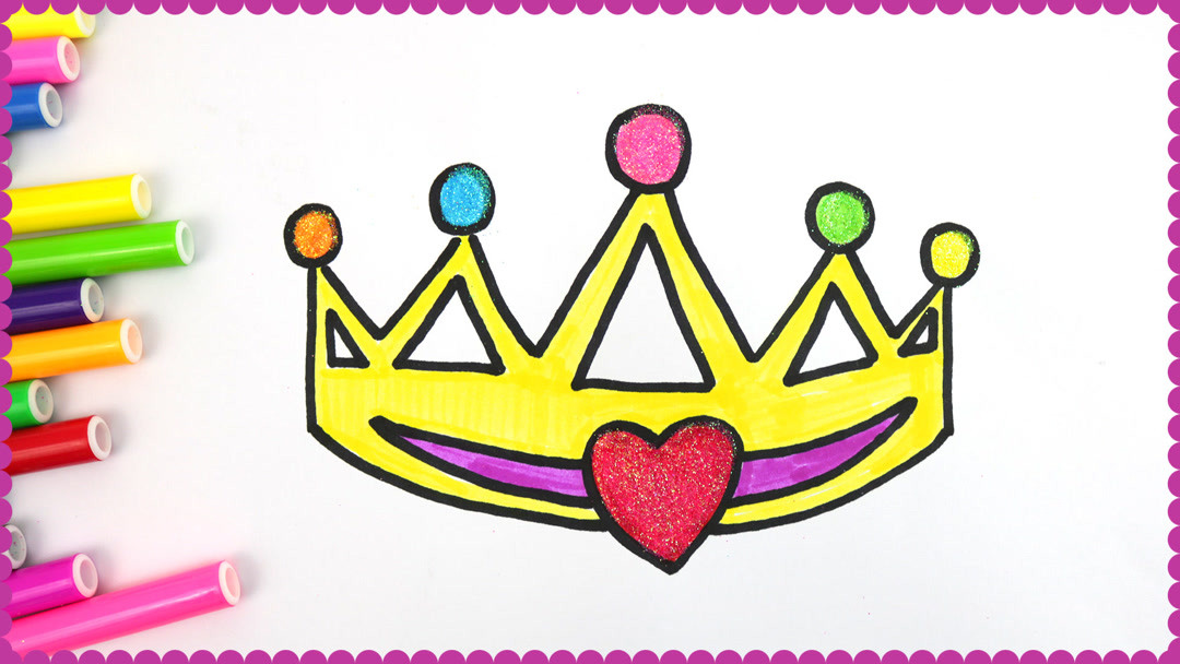 金光闪闪的黄金钻石皇冠涂色简笔画