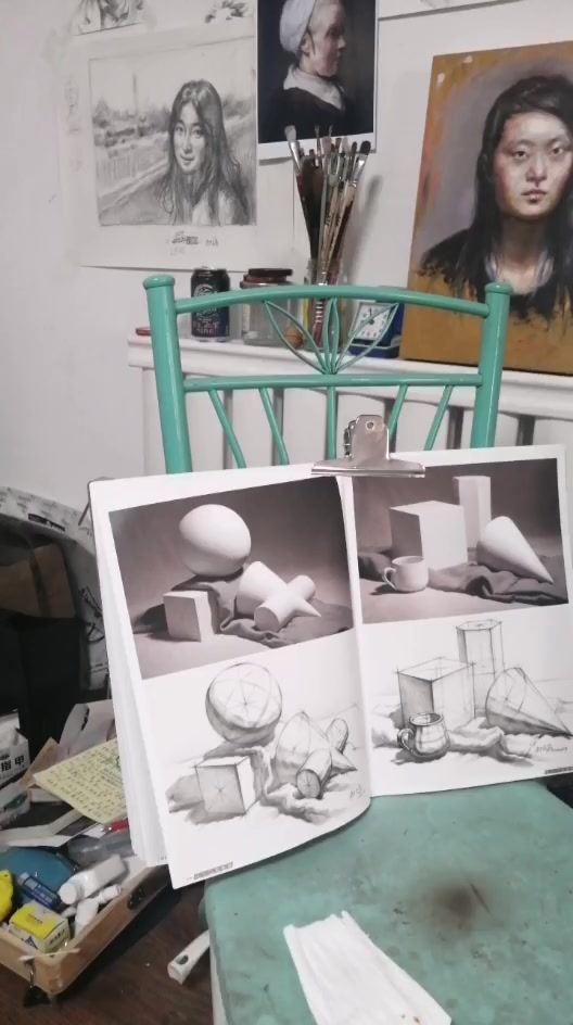 传奇画室线上直播课素描几何形体组合主讲-崔志彬