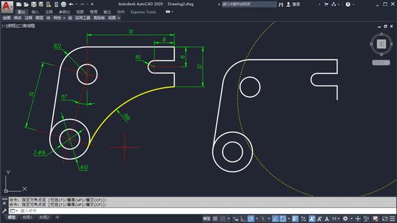 CAD快速定位的技巧,不需要使用捕捉自,外切圆弧的连接