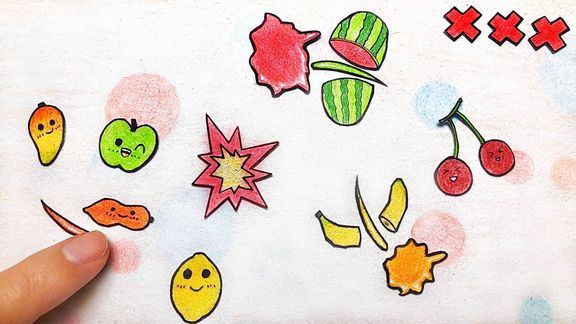 手绘定格动画:这些水果还会躲闪,水果忍者切不到水果啊