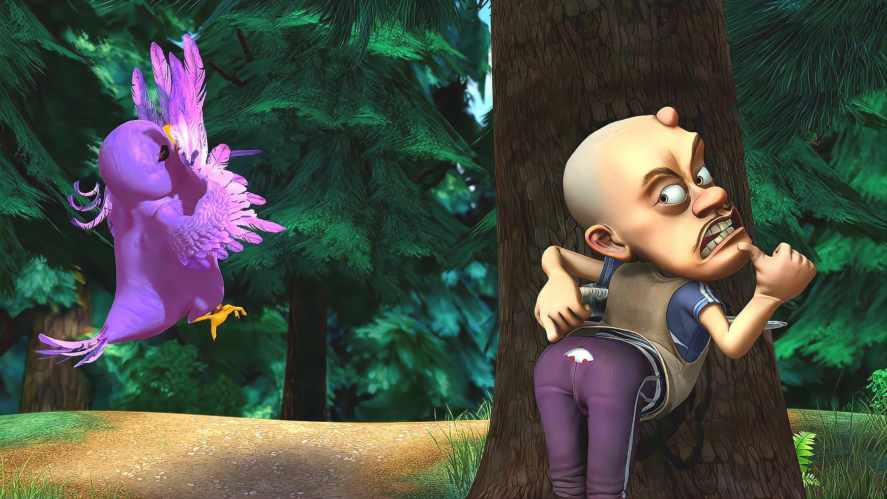 熊出没:光头强乱砍树木,是会遭报应的,愤怒的小鸟来啦!