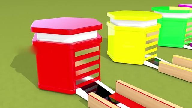 卡通车穿过颜料池后装上了大轮子