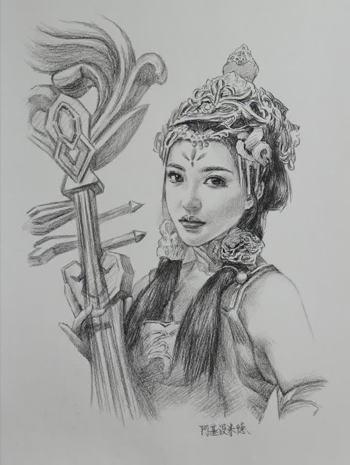 画一个小姐姐cosplay的杨玉环王者荣耀手绘画画