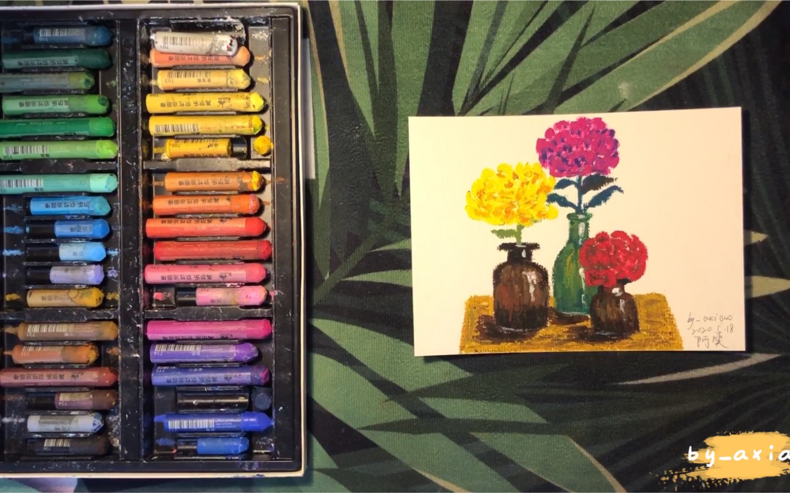 【阿笑的油画棒】教你用油画棒画ins风花瓶|适合零基础的绘画过程