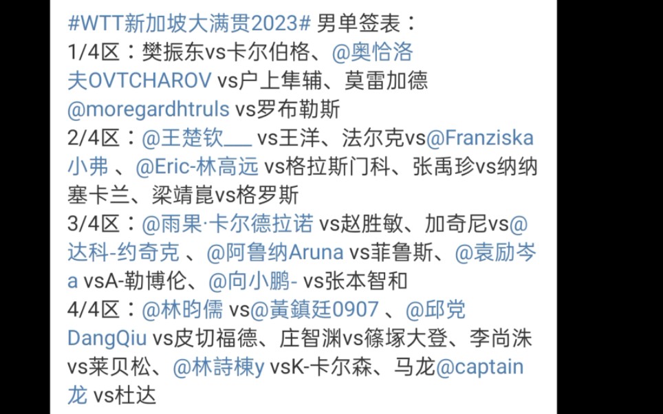 WTT新加坡大满贯,考验小将们的时候来了,国乒加油