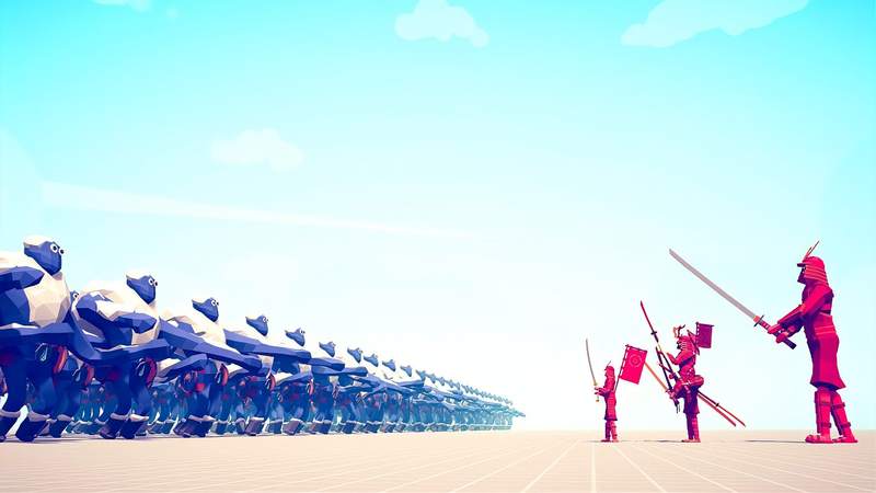 全面战争模拟器游戏 三个武士对战100倍的boss兵种