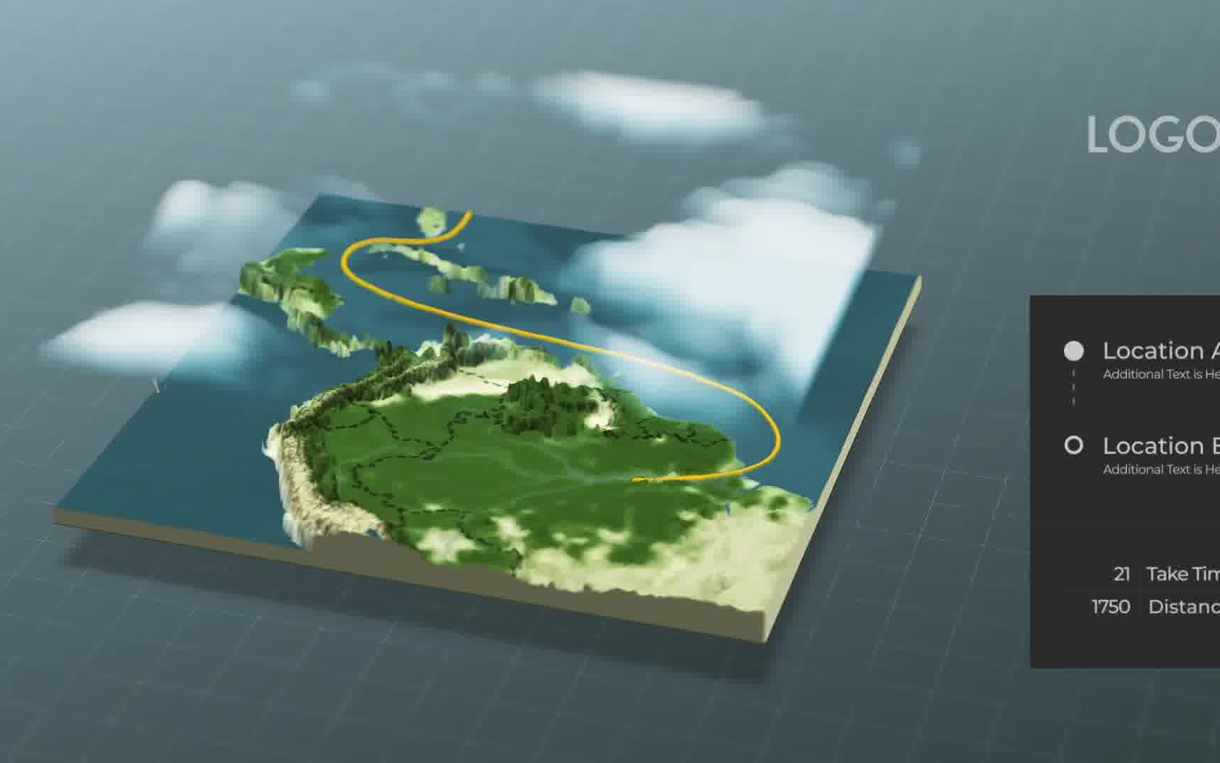 AE模板-3D地图线路标注模板