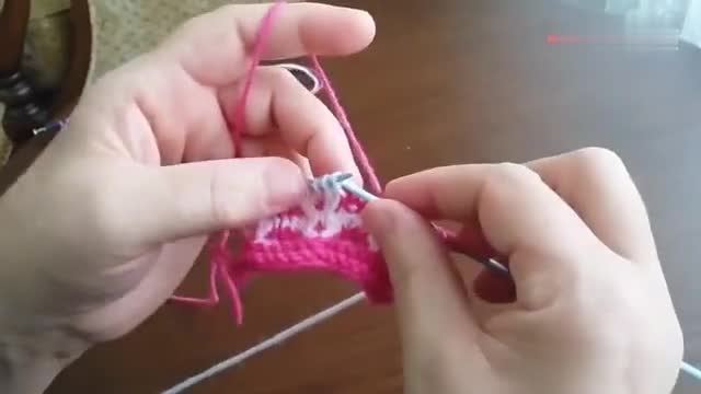 双色墙砖花样棒针编织教程!手工编织漂亮立体花样视频!