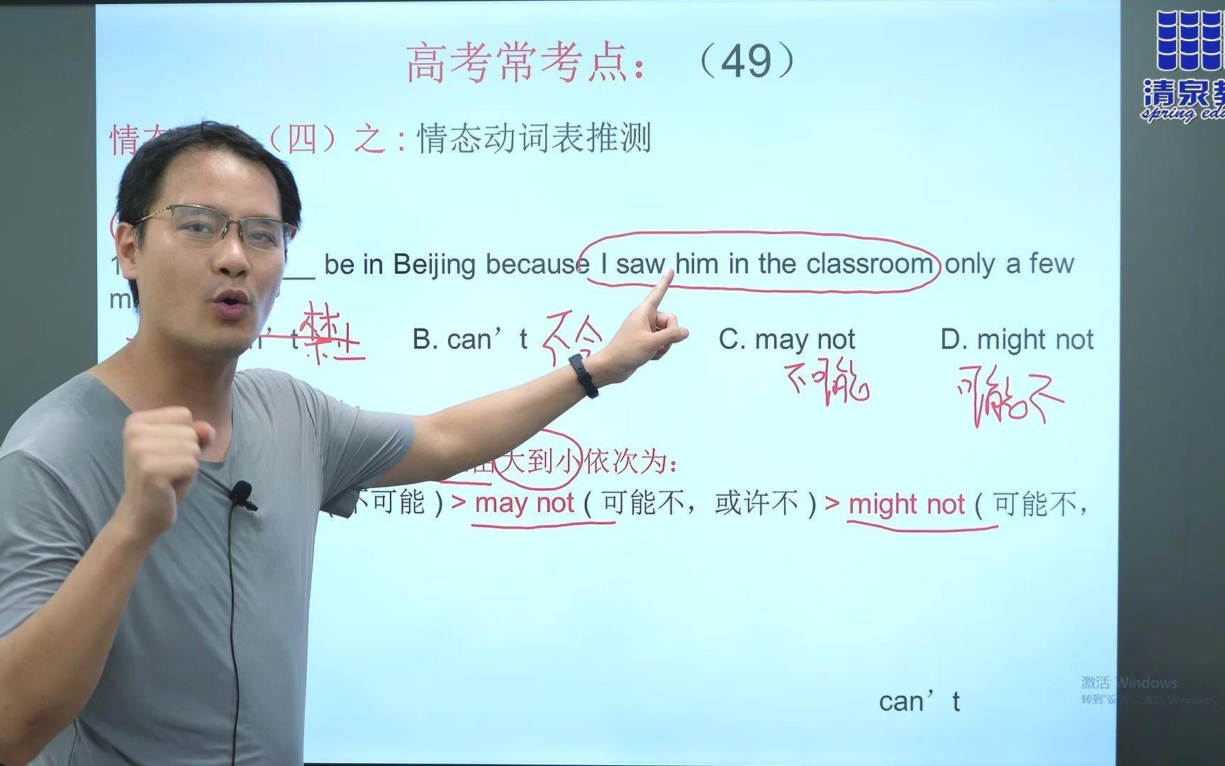 清泉高职高考英语高频考点讲解:情态动词表推测