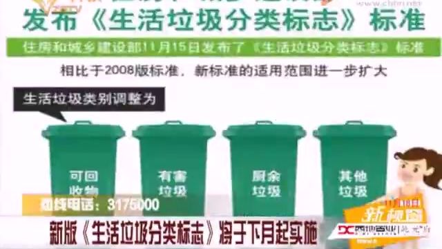 新版《生活垃圾分类标志》将于12月起实施