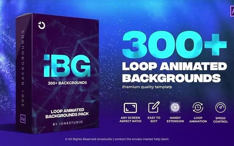 AE脚本-300种抽象彩色渐变图形背景循环动画