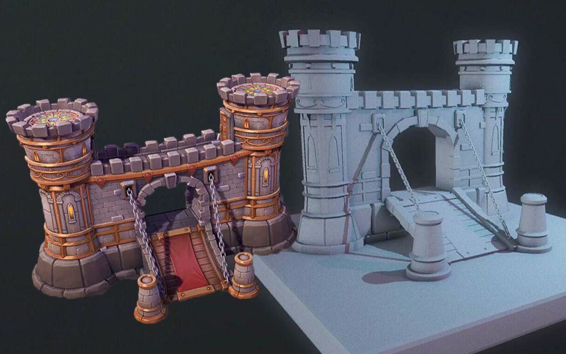 3DMAX场景教程:3D城墙案例-模型搭建 细节 八猴渲染全流程讲解