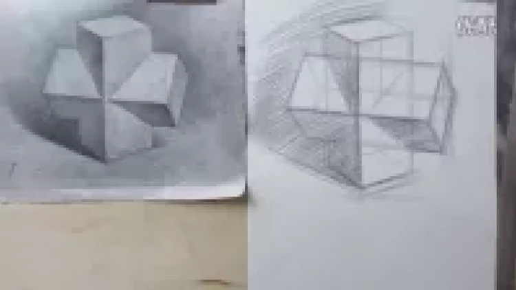 十字交叉几何体素描视频教程—德彦艺术教育—合肥成人美术培训-...