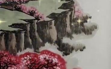 在那桃花盛开的地方!画中的场景是不是你的家…。桃花四溢