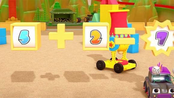 大轮子汽车比赛算算数,宝宝益智早教开心动画