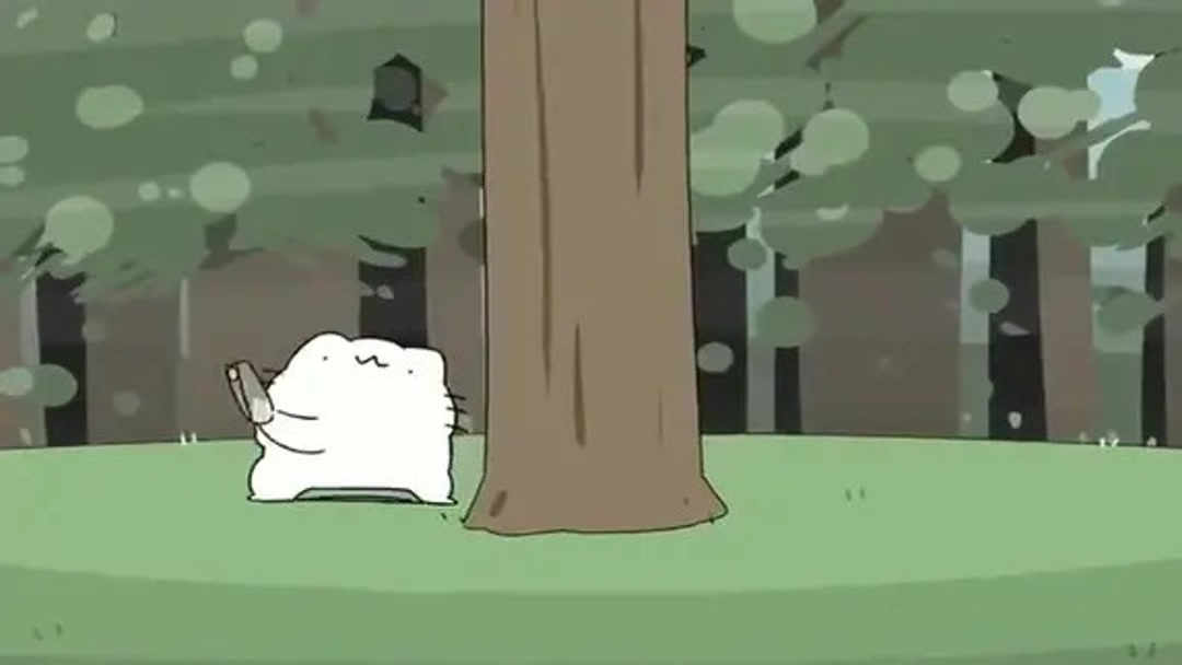 脑洞幽默动画,呆萌猫砍树让人出乎意料,树倒的方向真是奇葩!