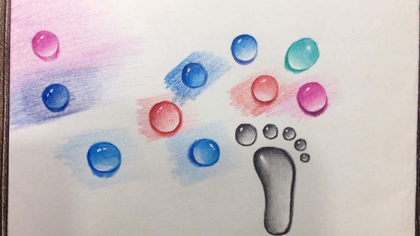 彩铅零基础教程:画水珠并不难,看看我的视频就学会了。