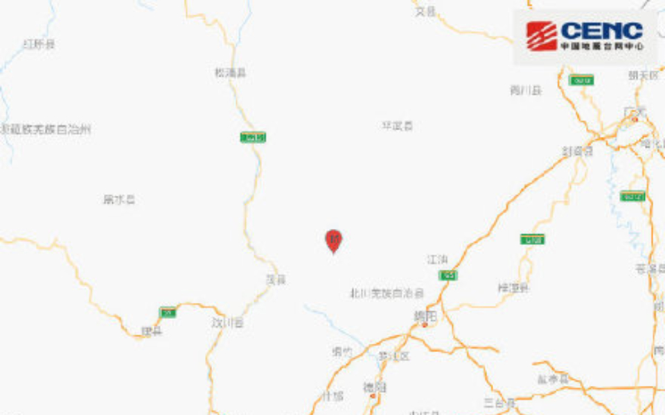 四川北川发生4.7级地震!与昨日4.6级几乎同一位置!