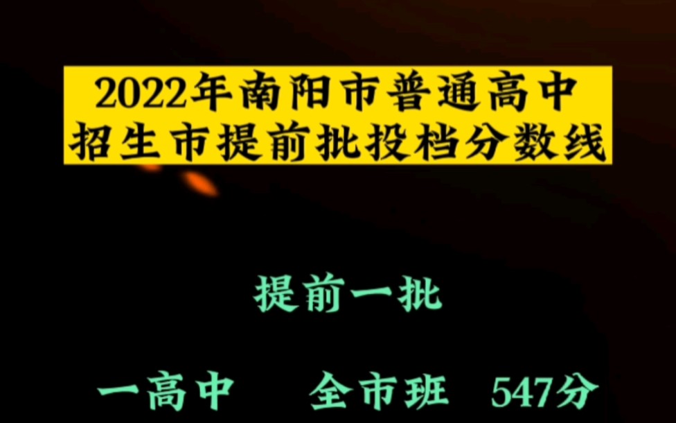 2022年南阳市普通高中招生市提前批投档分数线公布!#2022年南阳市...