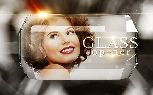 AE模板-透明水晶玻璃效果的奢华金色豪华的音乐电视片头模板电影...