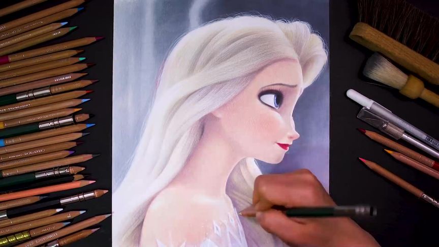 儿童绘画游戏,画出一个漂亮的冰雪公主的样子