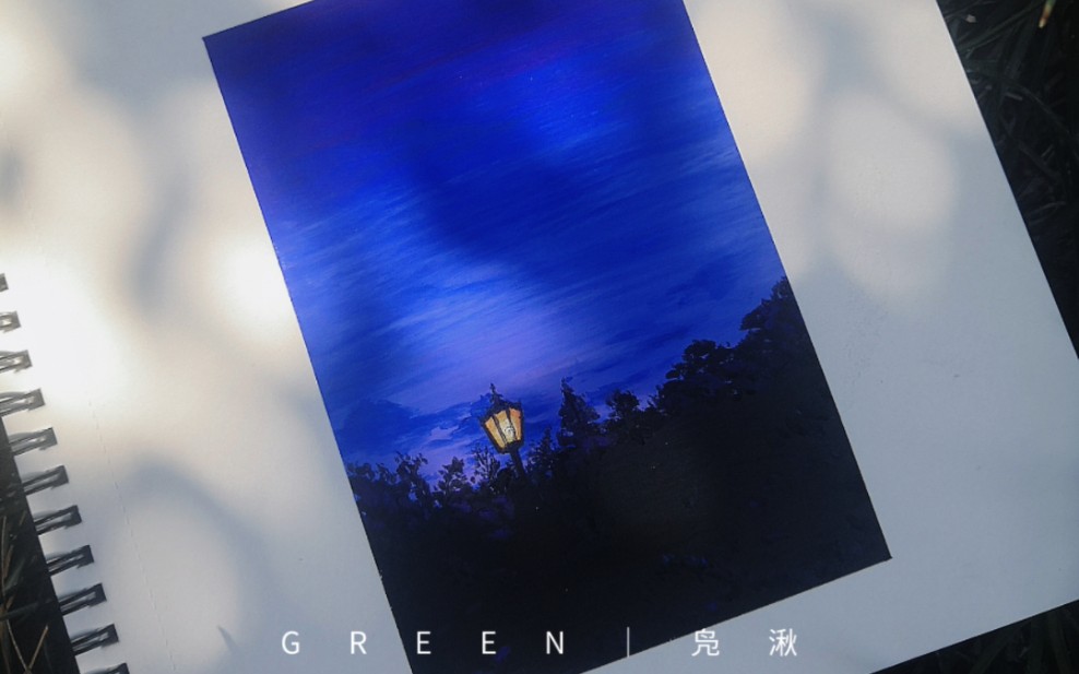 油画棒教程|夜幕(附色号教程)