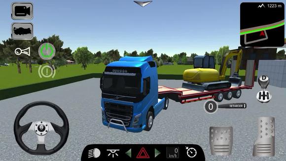 驾驶模拟游戏:大型卡车拖车运输重型挖掘机