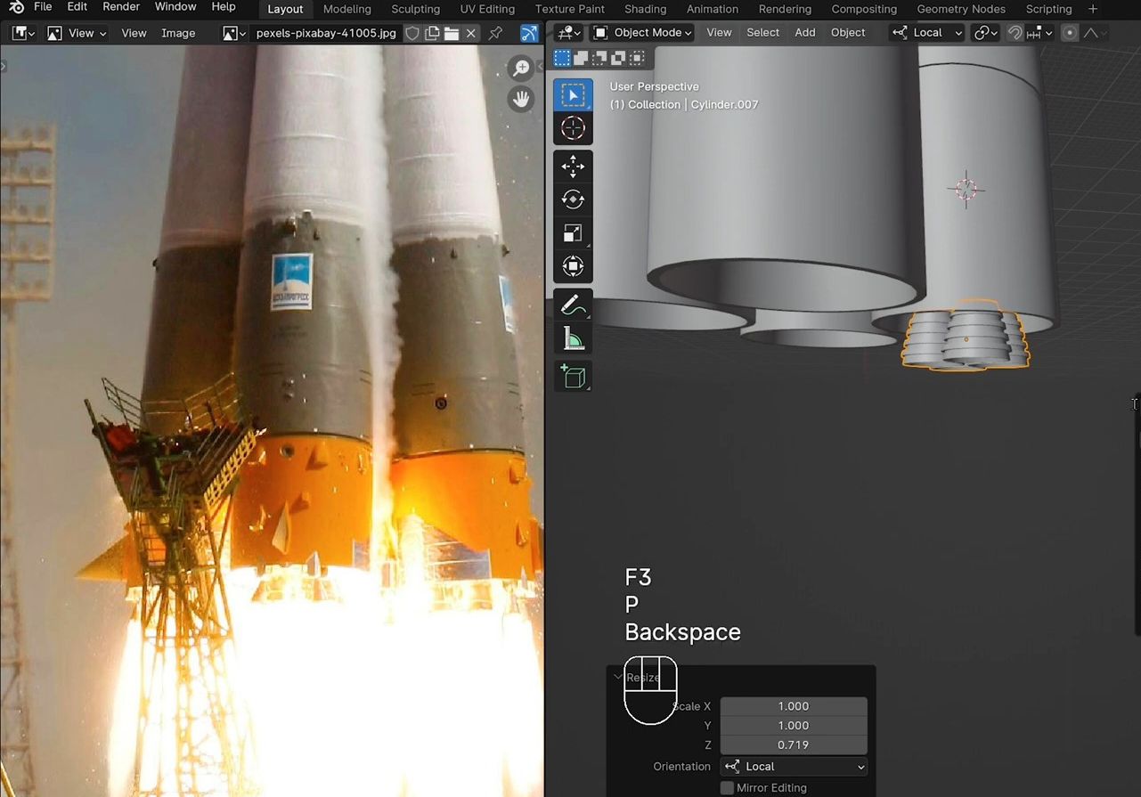 【Blender】4.0航天火箭发射场景-硬表面模型和纹理建模纹理教学