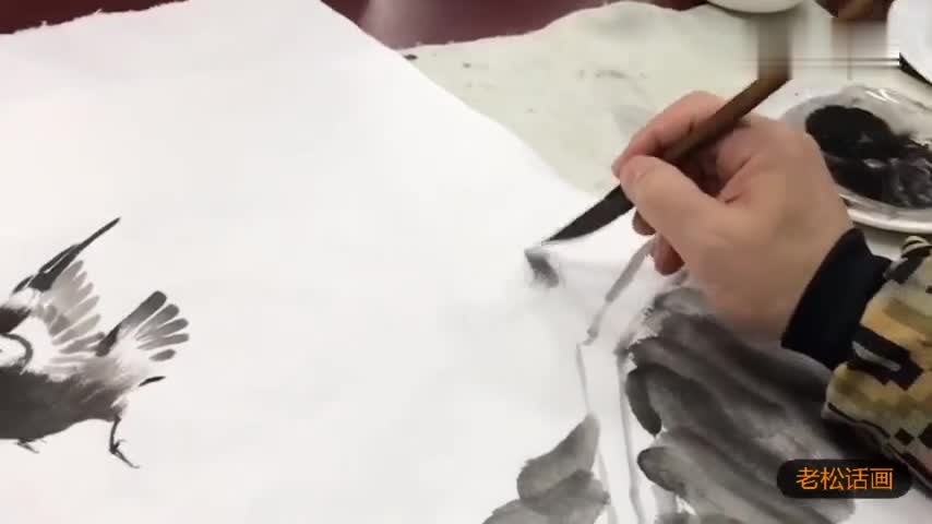 心情差的时候,画一画大墨块,比如芭蕉,添上八哥更好