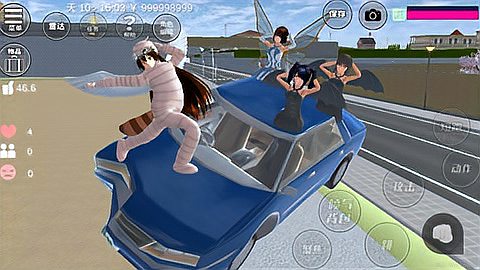 樱花校园模拟器:恶魔团队开车出去玩耍,这姿势直接要炸街了啊