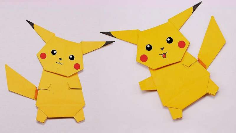 宝宝学折纸:数码宝贝皮卡丘折纸,简单几步就做完,创意手工DIY