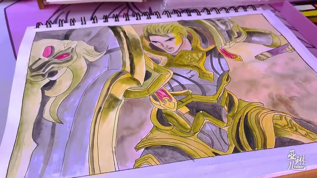 手绘王者荣耀︱亚瑟,虽然技术不好试着画画看,还是挺顺眼的吧!