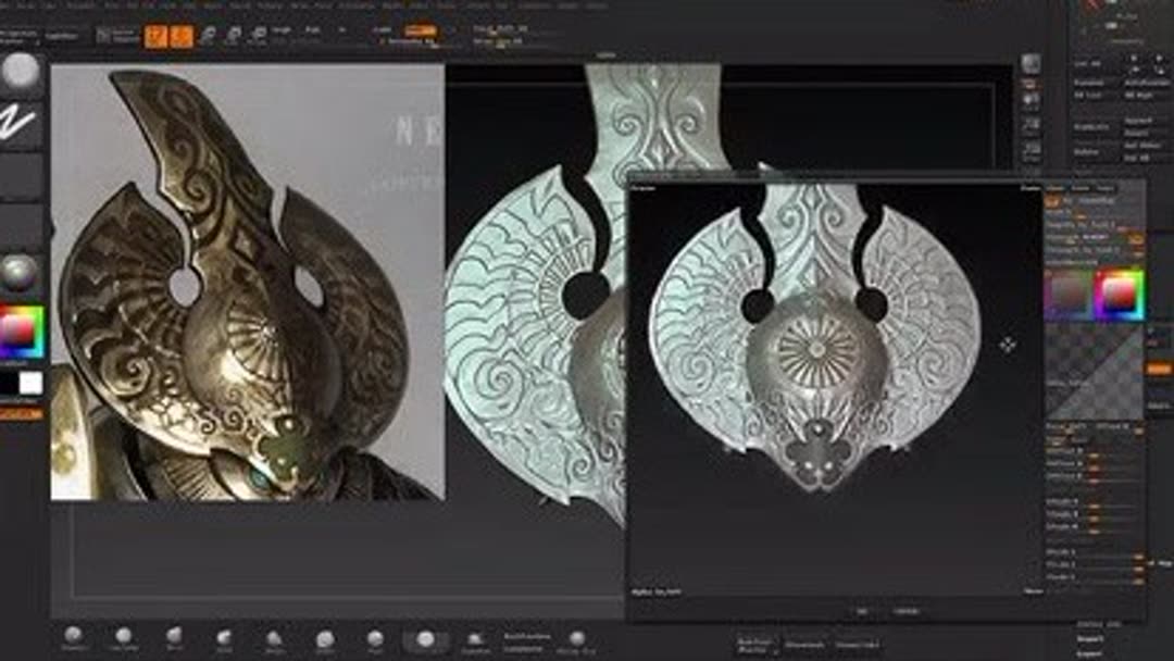 【ZBrush】zb盔甲花纹制作技巧演示