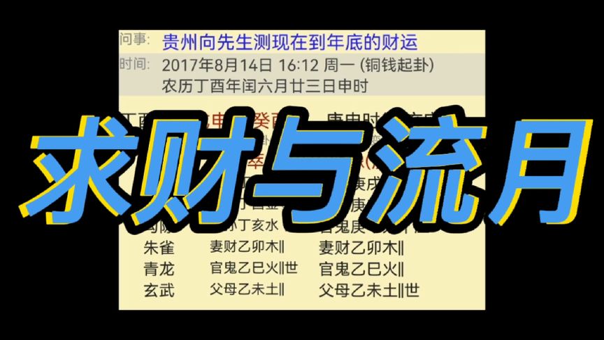六爻预测卦例,求财与流月的详细推断分析,可快速提升预测准确度