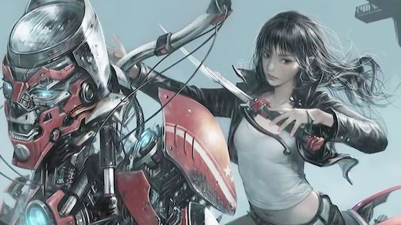 韩国插画师用PS绘制超帅气插画全过程!美女与机械的完美组合!