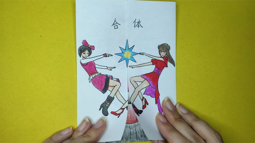 如何用一张纸画菲灵和齐娜合体变身模样,融合手绘精灵梦叶罗丽