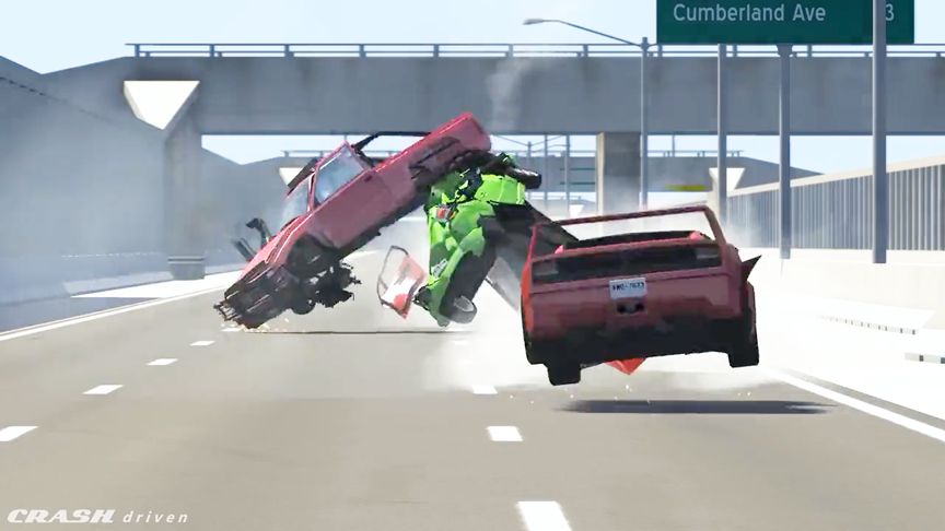 BeamNG:汽车模拟各种极限的车祸碰撞,测试低盘和发动机的完整性