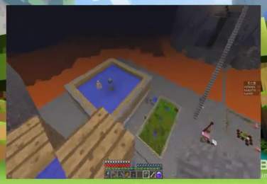 「我的世界」木鱼和小铃铛的岩浆海孤岛生存,出现变异铁傀儡