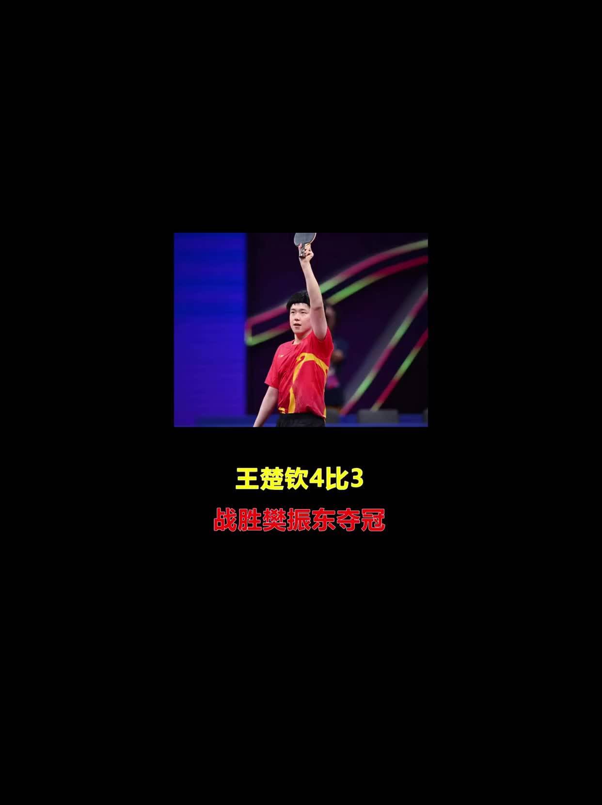王楚钦4比3战胜樊振东夺冠
