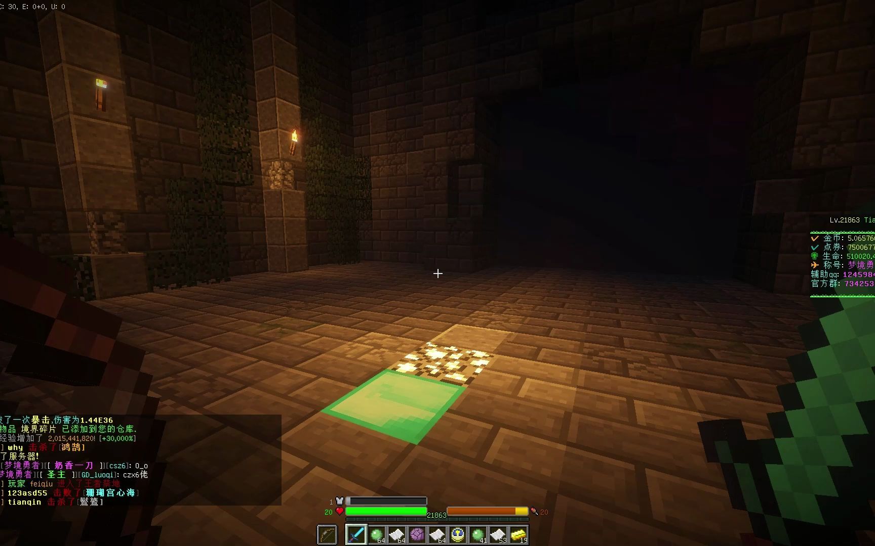 是一个什么样的我的世界服务器 新手就能打过这么多的怪物 伤害还...