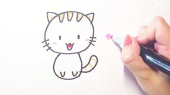 教你画萌萌的小猫咪,画在手抄报手账本上吧
