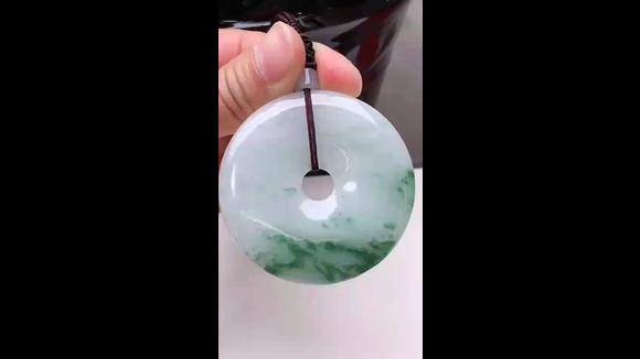 飘花平安扣翡翠挂件,飘花灵动,靓丽无裂纹重35.85g,ch3 08