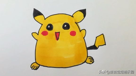 卡通皮卡丘简笔画教程,美术教程
