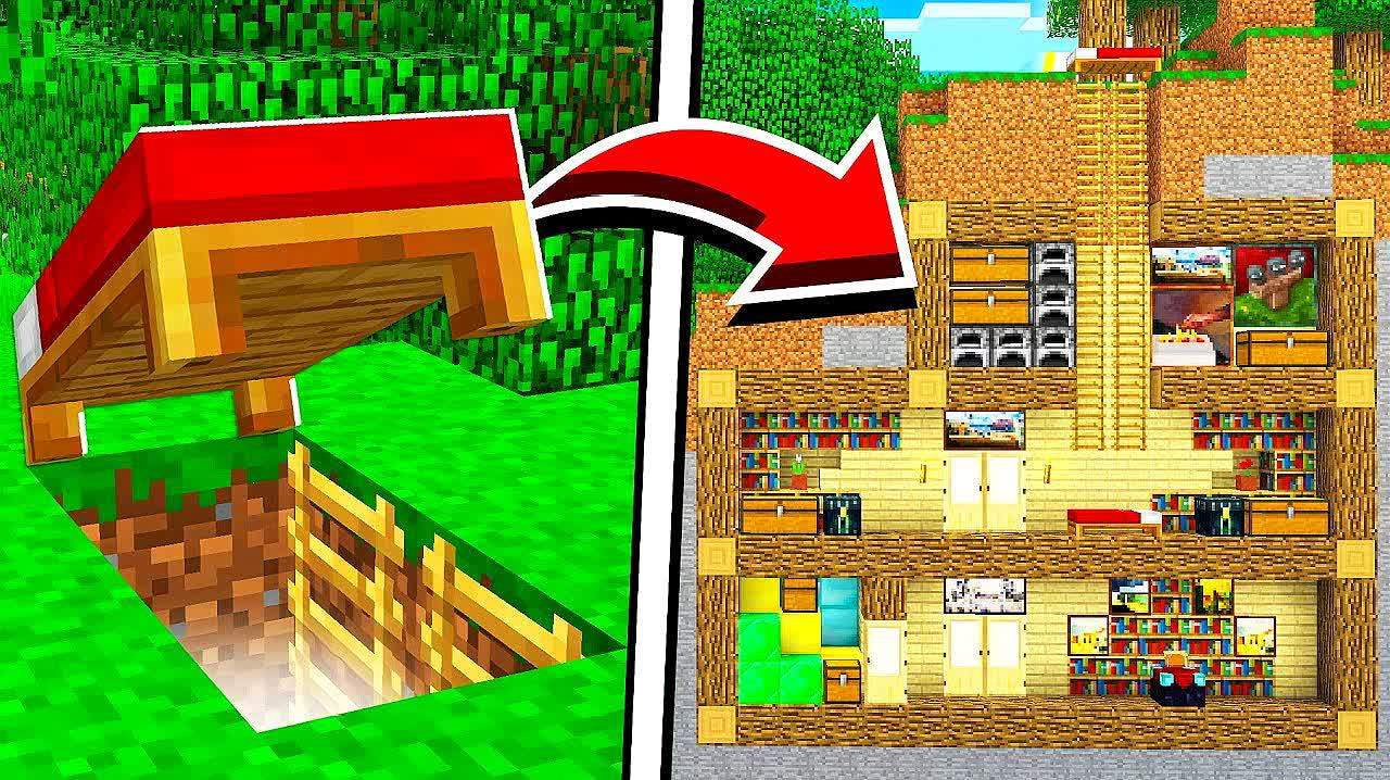 游游解说我的世界:手机版,制作隐藏在床下的小屋?